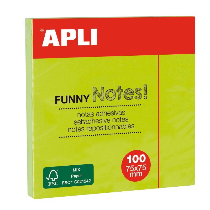 Apli Notas Adhesivas Funny 75x75mm - Bloc de 100 Hojas - Adhesivo de ...