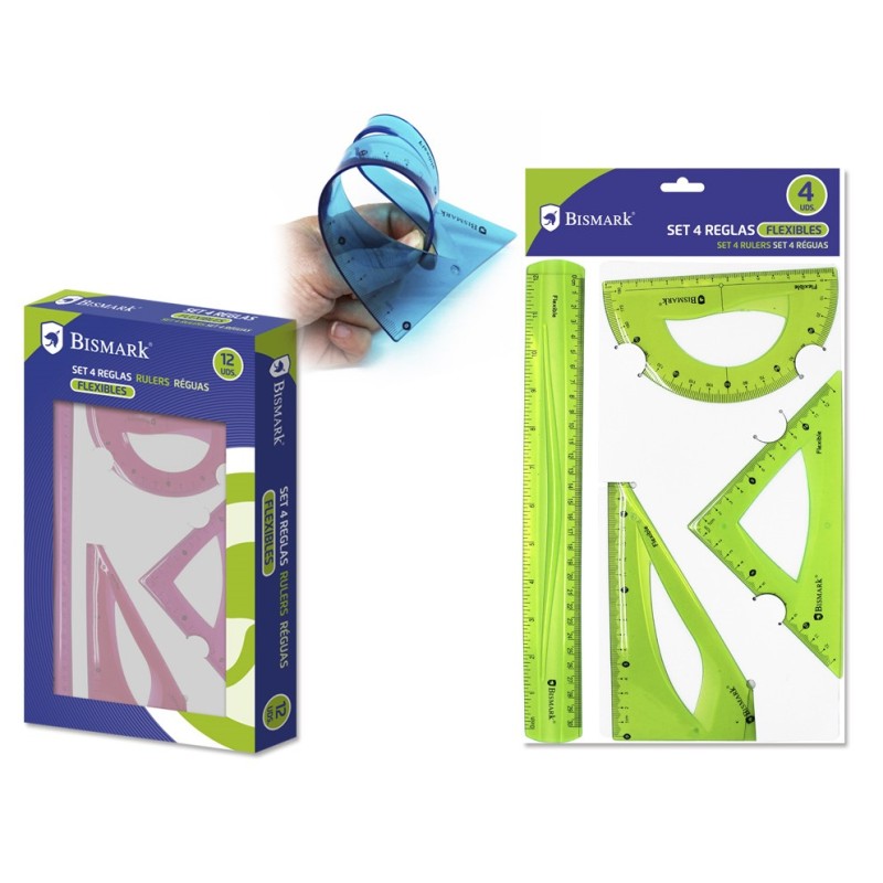 Bismark Pack de 4 Reglas Flexibles - Regla Recta - Transportador ...