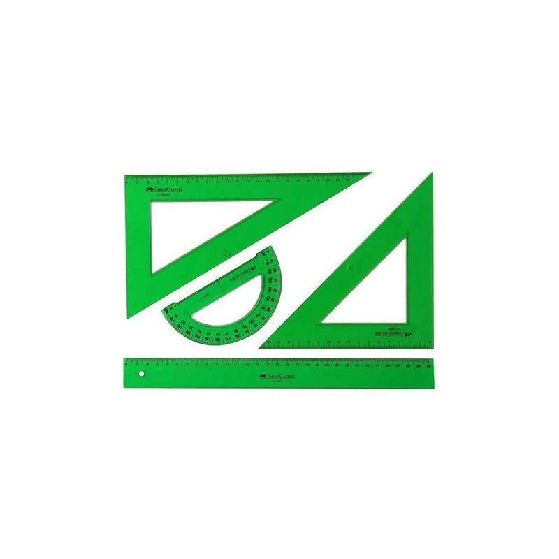 Faber-Castell Pack Escolar de 4 Reglas - Regla Recta - Transportador ...